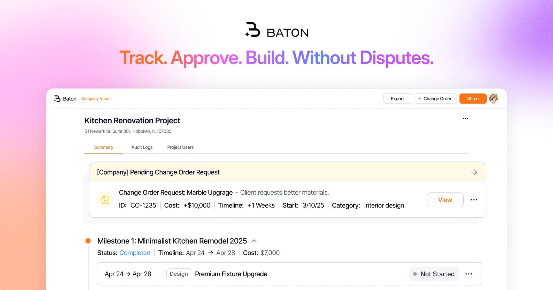 Baton | Project Management Software for Residential Construction Teams
